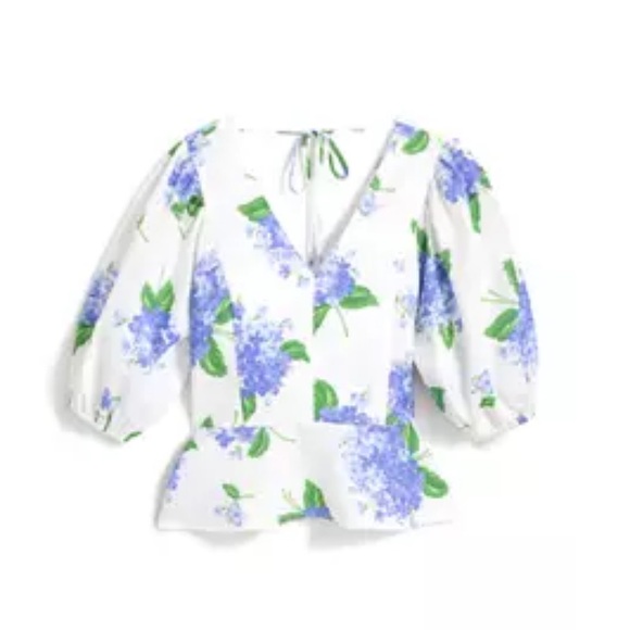 Draper James | Tops | Draper James White And Blue Hydrangea Print Puff ...